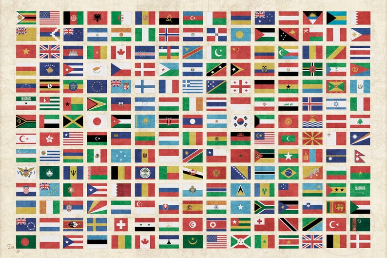 World Flags Tapestry, Decorative Wall Hanging by Dan Morris - Etsy