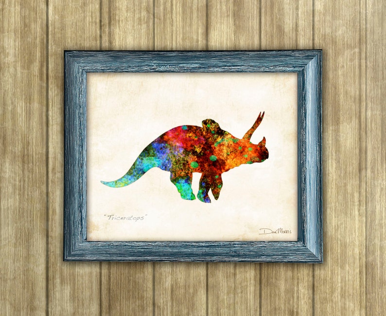 Triceratops Watercolor Dinosaur Art Print by Artist Dan - Etsy