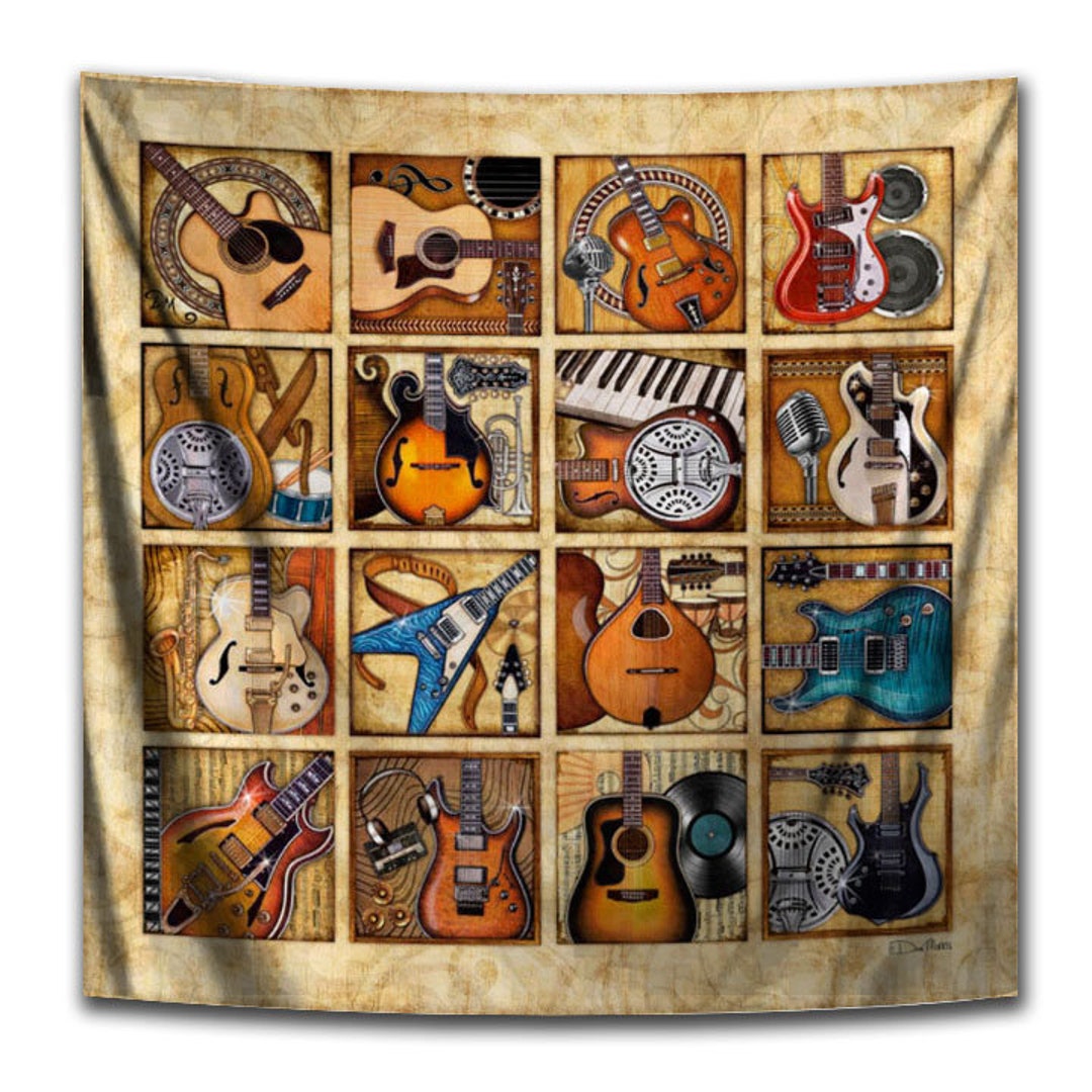 Guitar Tapestry, Dan Morris Art, Music Studio Decor - Etsy