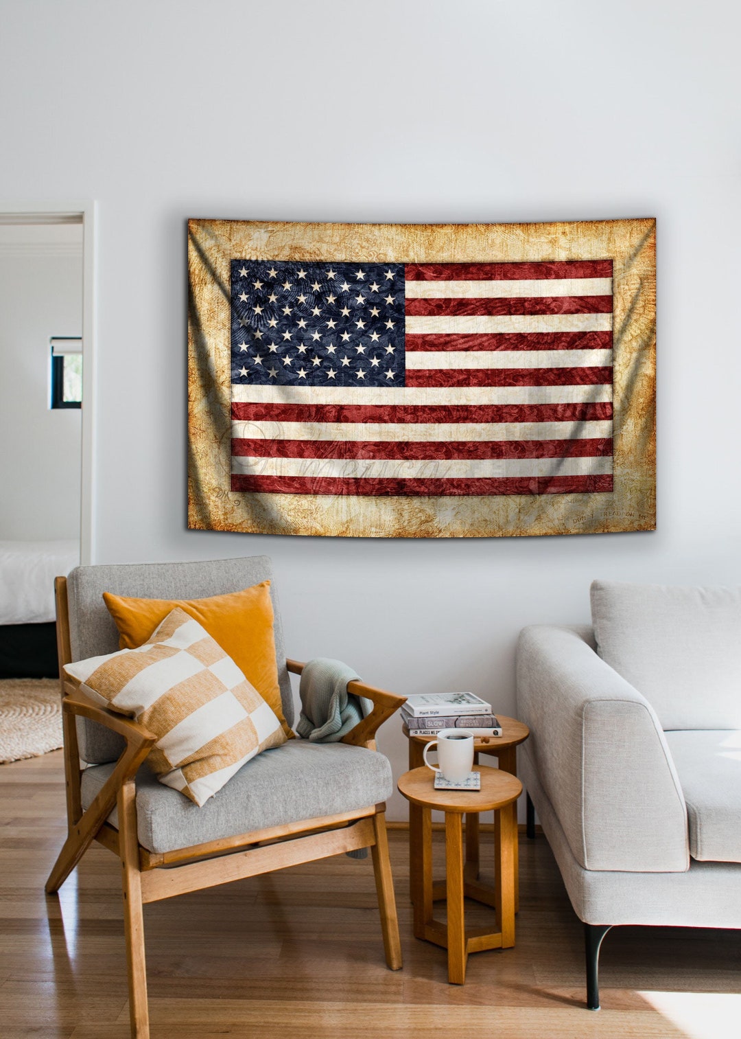USA Flag Tapestry Wall Hanging by Artist Dan Morris, Washable, Multiple ...