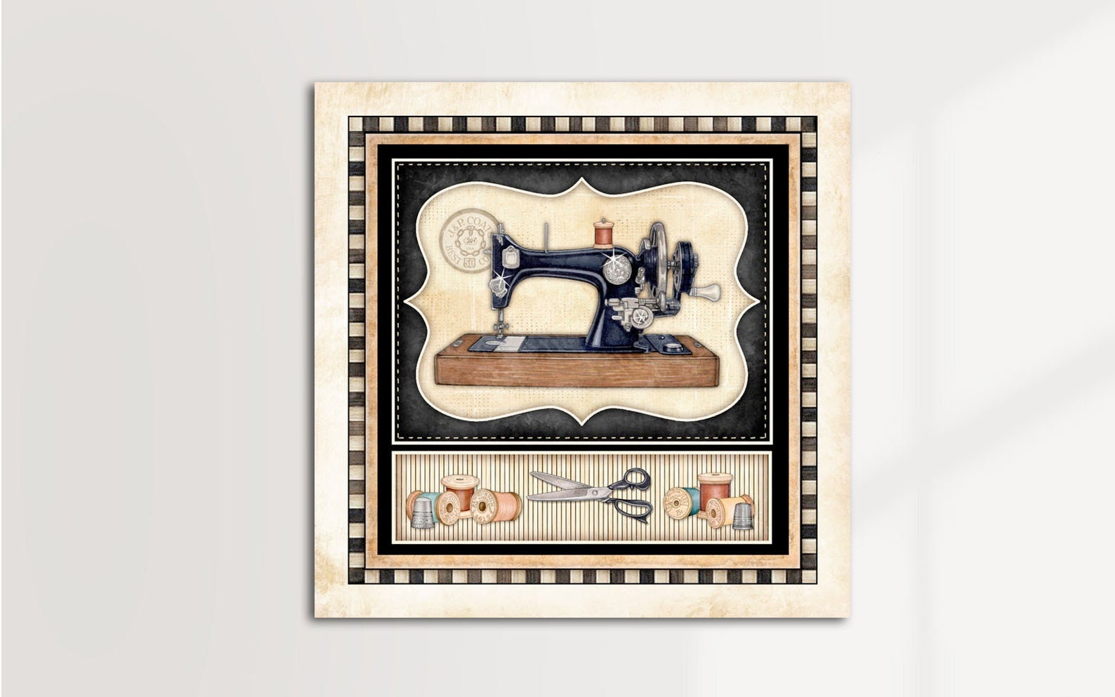 Sewing Machine Vintage Square Art Print Dan Morris | Etsy