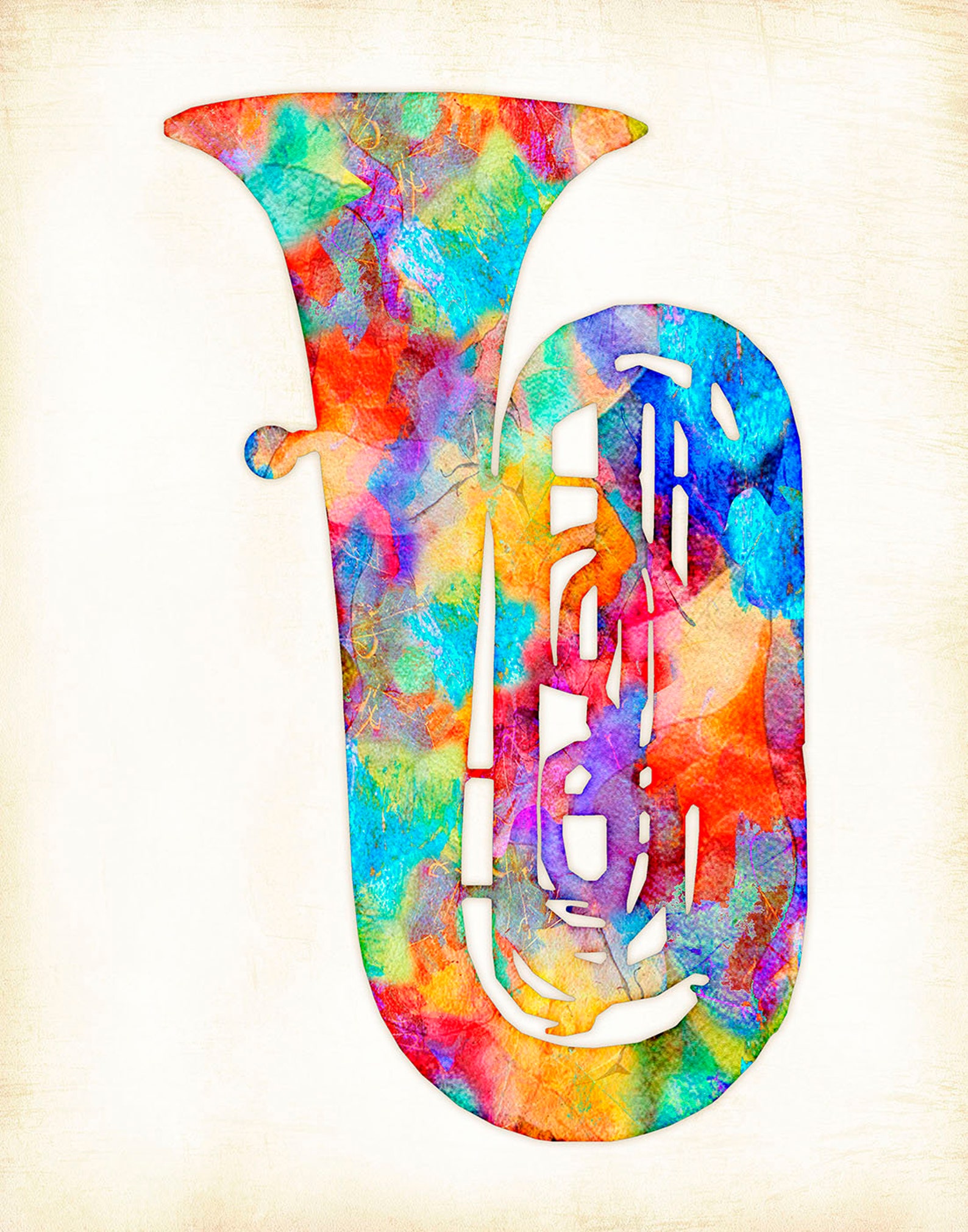 Tuba Musical Instrument Watercolor Silhouette Art Print Signed - Etsy