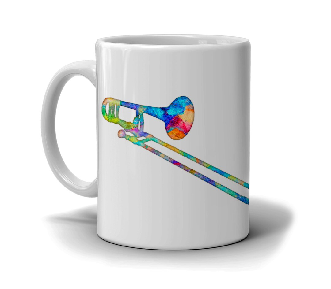 Trombone Watercolor Silhouette Mug by Dan Morris, Made to Order, © Dan ...
