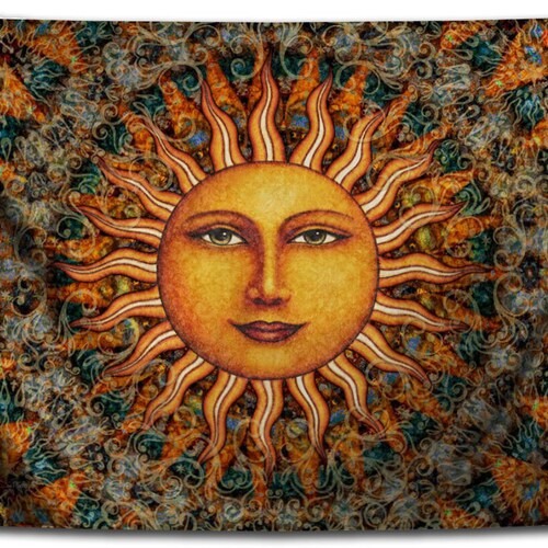 Aurora Sun Tapestry Wall Hanging by Artist Dan Morris College | Etsy