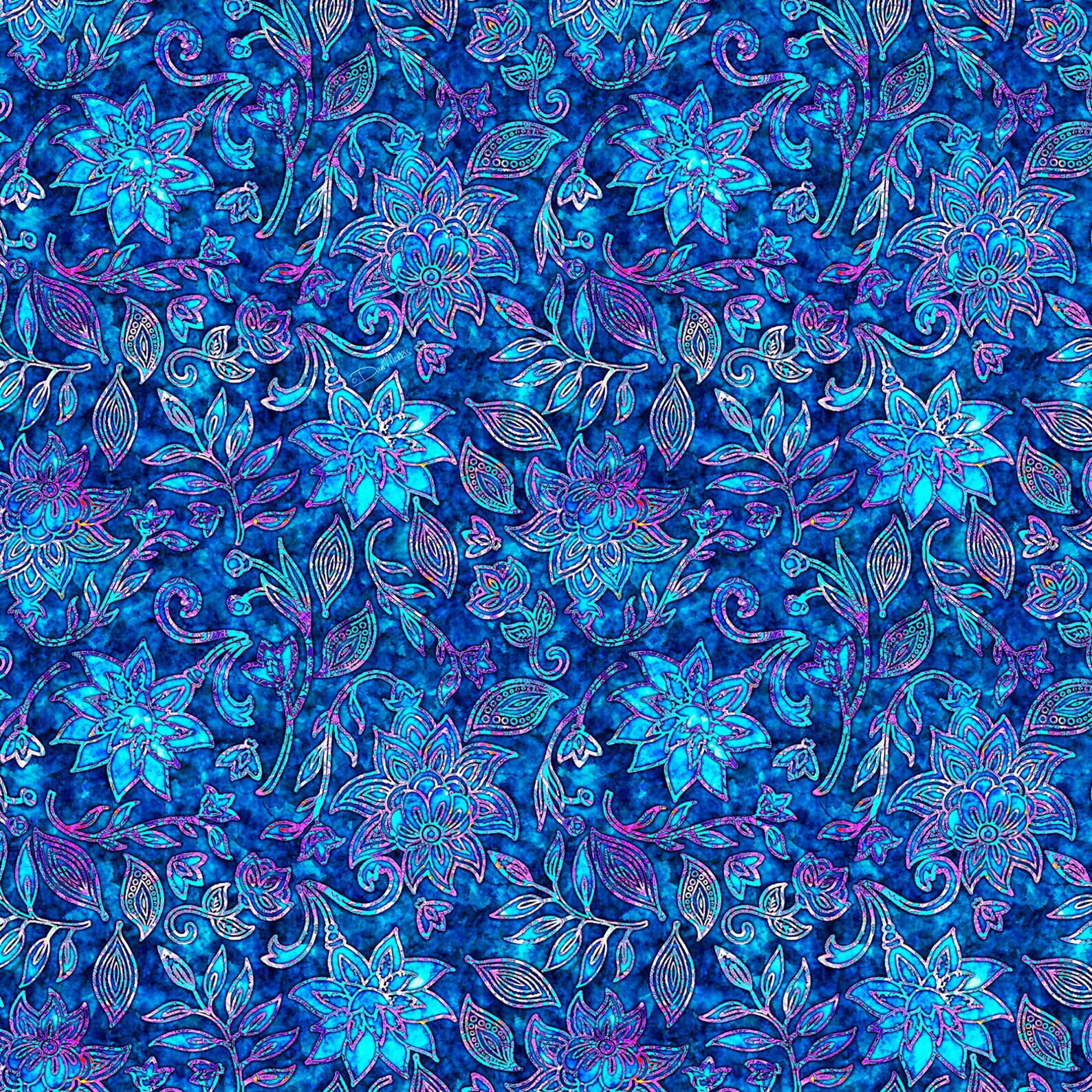 Super Soft Leggings Batik Electric Blue Floral Yoga Waist | Etsy