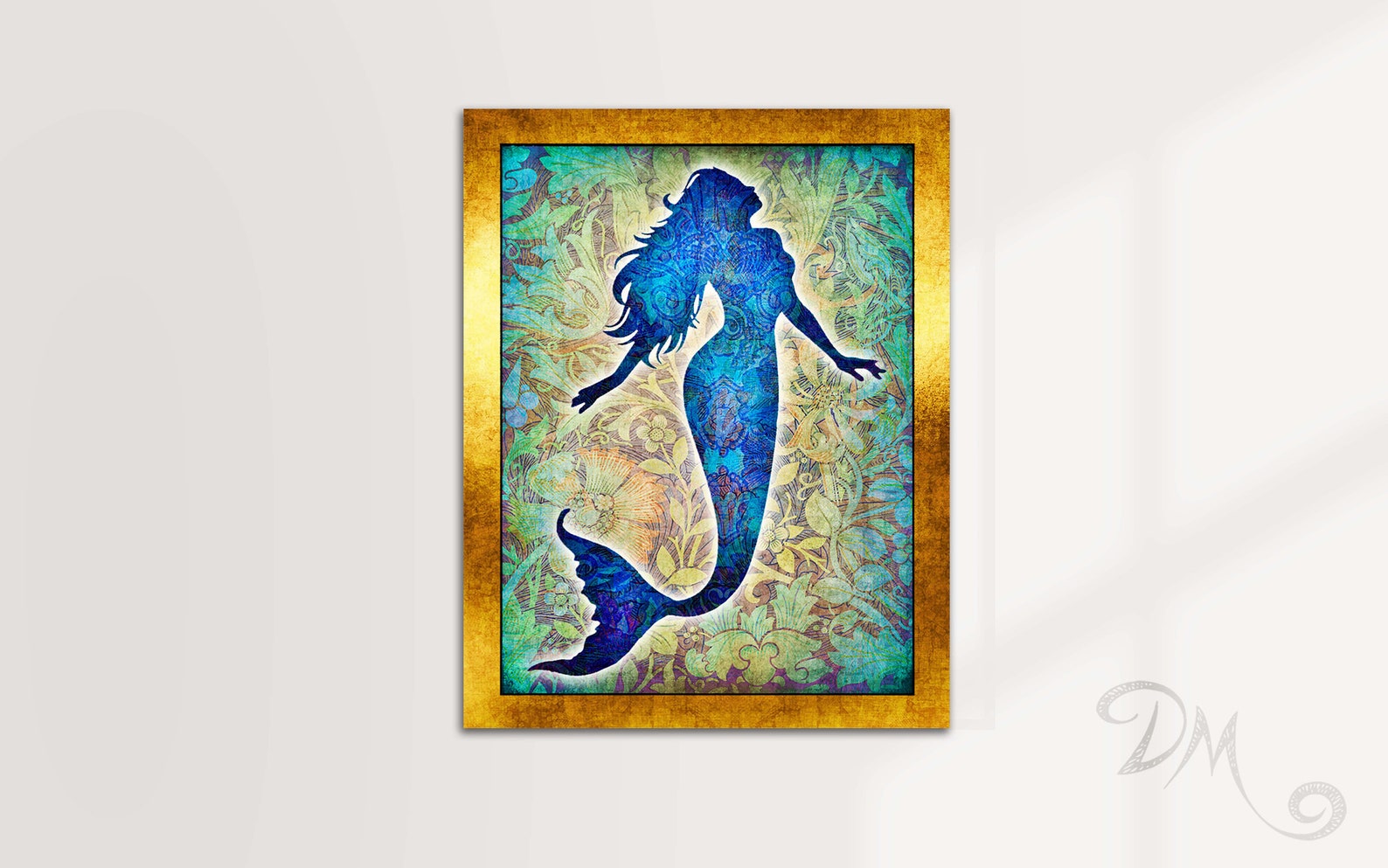 Mermaid Blue Batik Watercolor Dan Morris Art Print Choose | Etsy