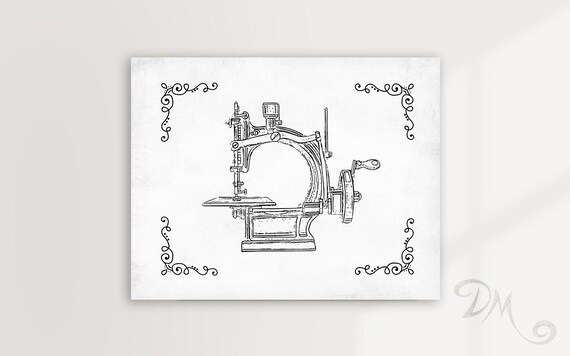 Sewing Machine Outline 3 Art Print by Artist Dan Morris | Etsy