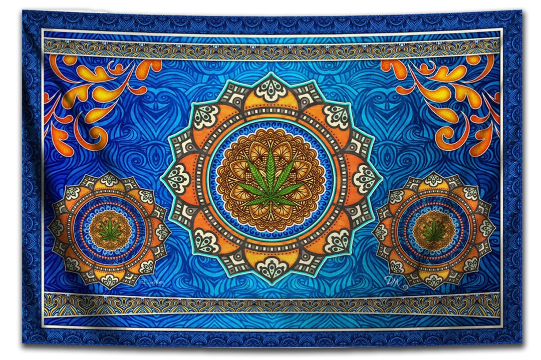 Pot Leaf 3D Tapestry, Marijuana Leaf Tapestry Wall Hanging by Dan ...