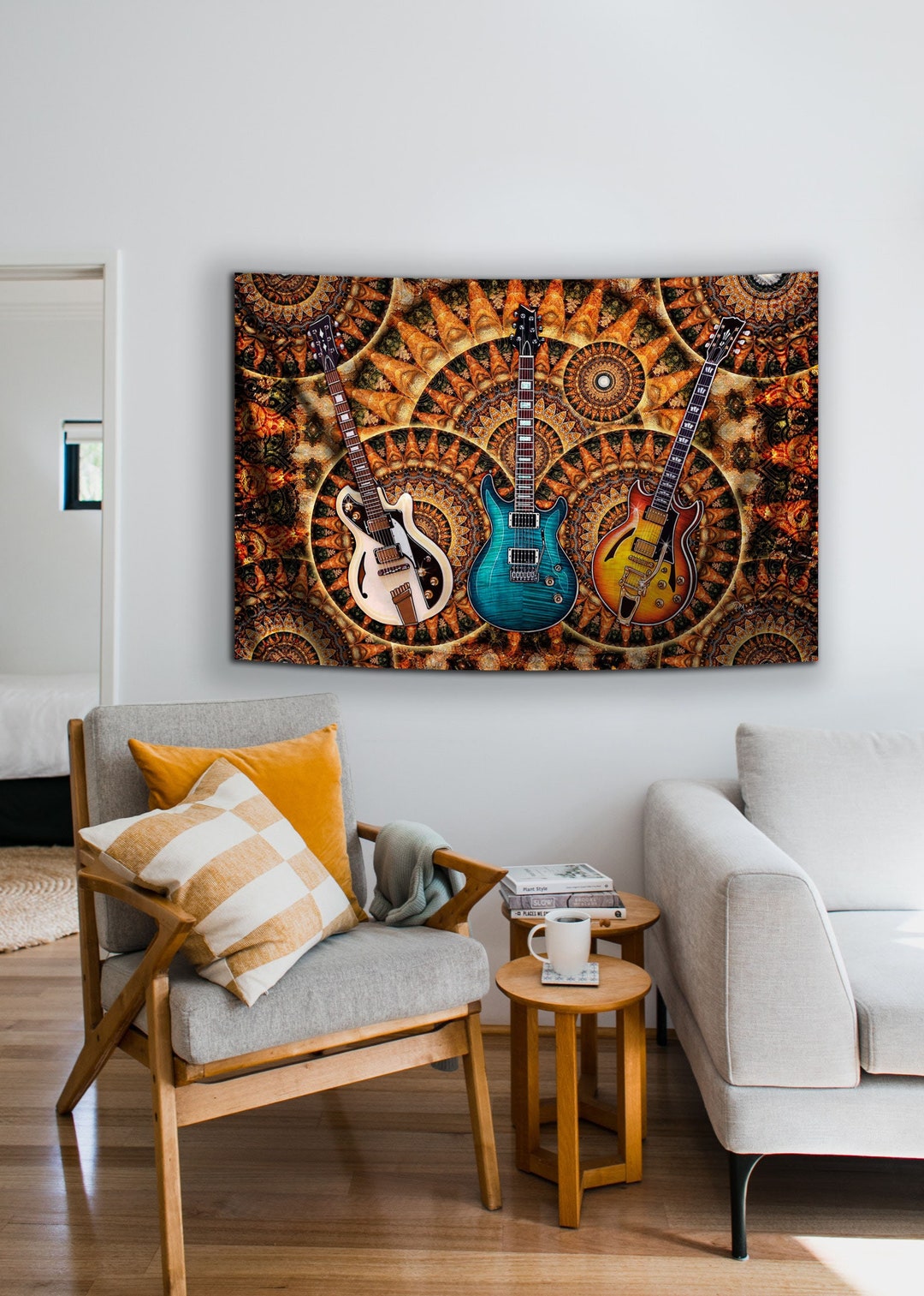 Electric Guitars Tapestry by Artist Dan Morris, Music Studio Art ...