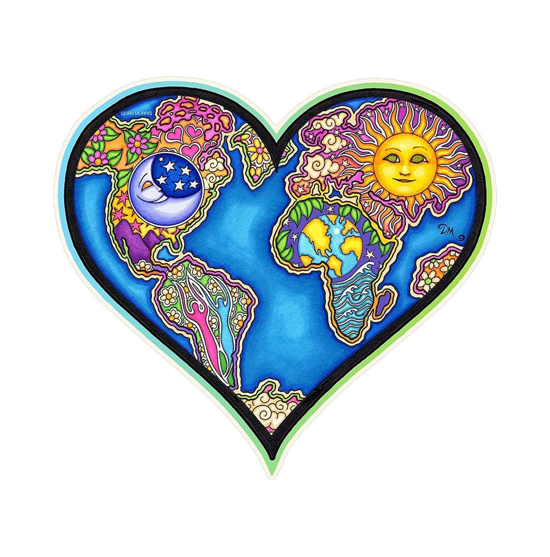 Earth Love Heart Decal by Dan Morris, Perfect for Any Indoor Outdoor ...