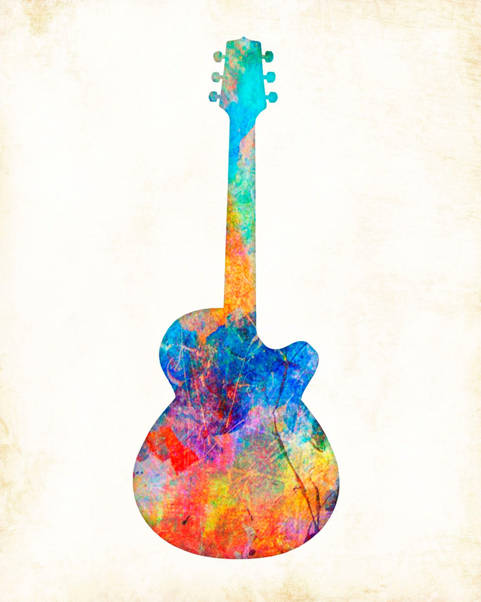 Guitar Watercolor Music Art Print by Artist Dan | Etsy