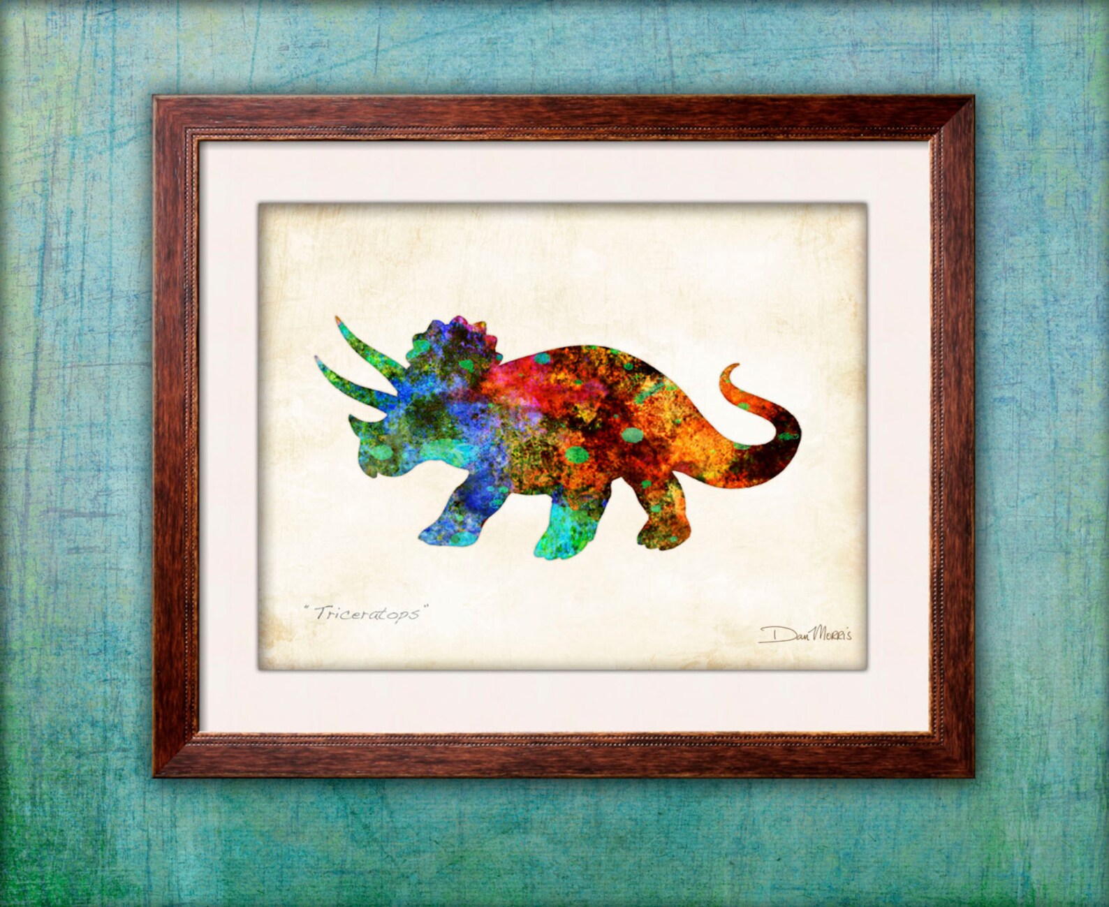 Triceratops Watercolor Dinosaur Art Print Signed by Artist Dan - Etsy