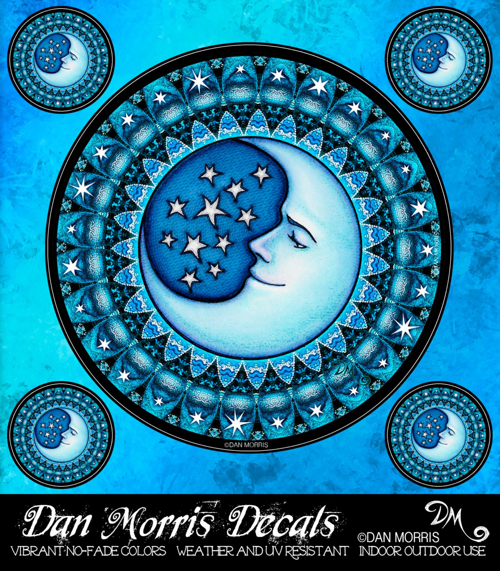 Moon Sticker Celestial Decal by Dan Morris blue Moon - Etsy
