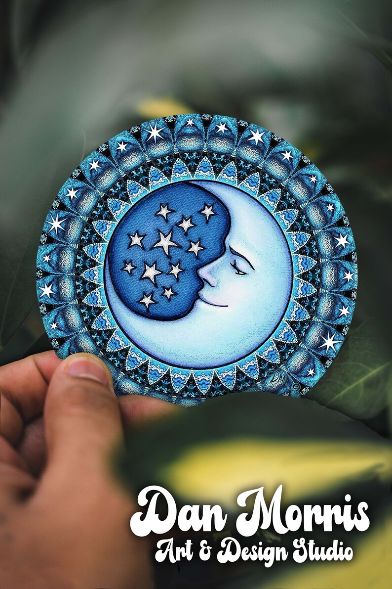 Moon Sticker Celestial Decal by Dan Morris blue Moon - Etsy