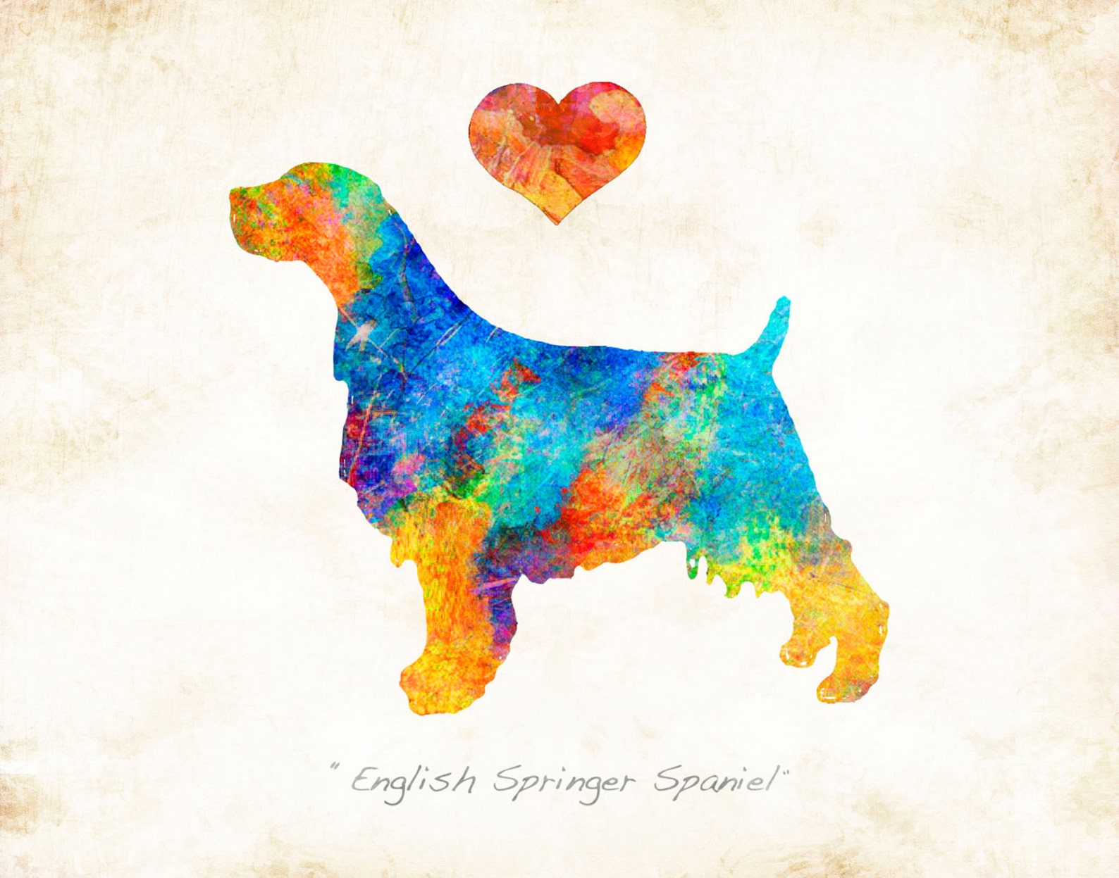 English Springer Spaniel Dog Breed Art Print Signed by Artist | Etsy