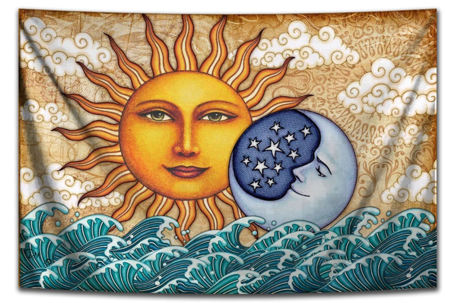 Ocean Sunrise Tapestry Wall Hanging by Artist Dan Morris Sun - Etsy