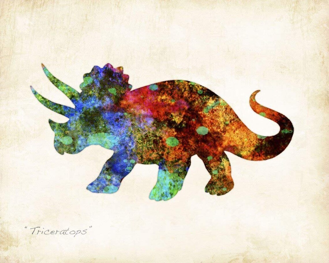 Triceratops Watercolor Dinosaur Art Print Signed by Artist Dan - Etsy