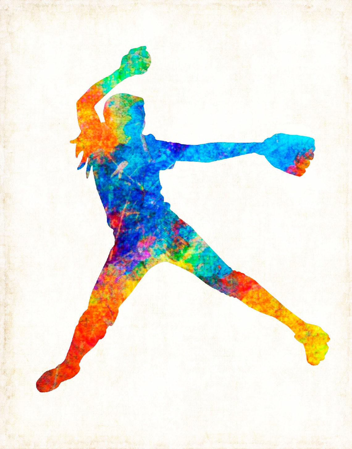 Softball Player Watercolor Art Print Signed by Artist Dan | Etsy