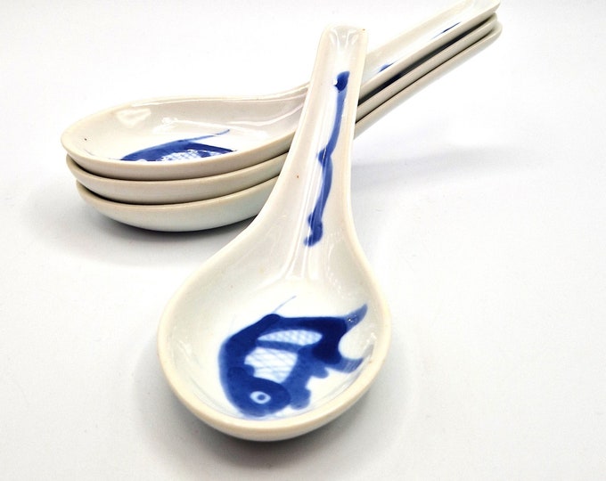 Koi Fish Chinese Porcelain Soup Spoons Set of Four Vintage Tableware - Etsy