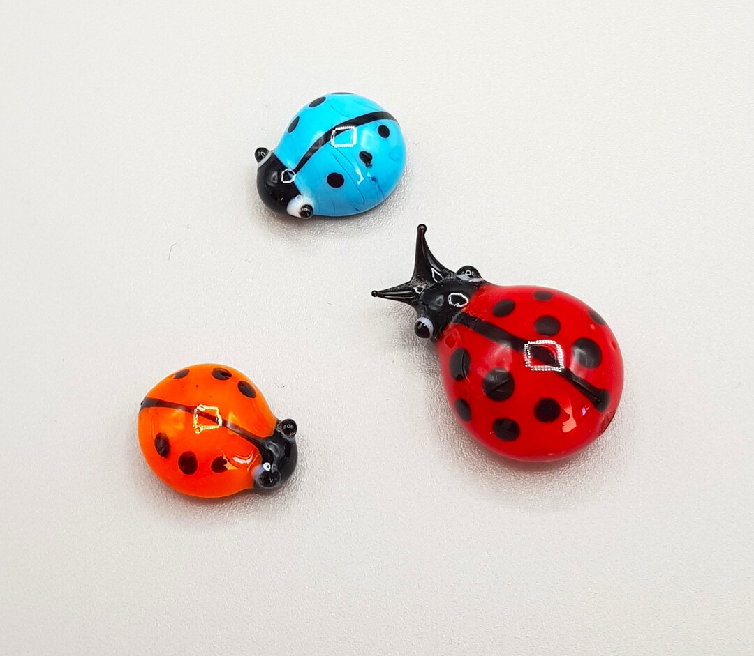 Glass Ladybird Trio Bright Colour Hand Crafted Decorative Bugs - Etsy