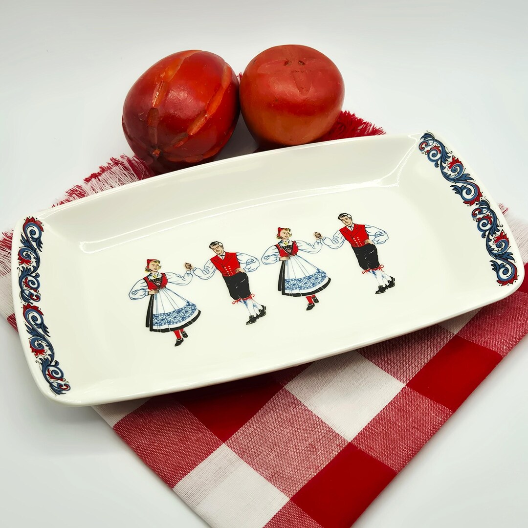 Figgjo Flint Serving Platter Tray Hardanger Folk Dancer Motif Print ...