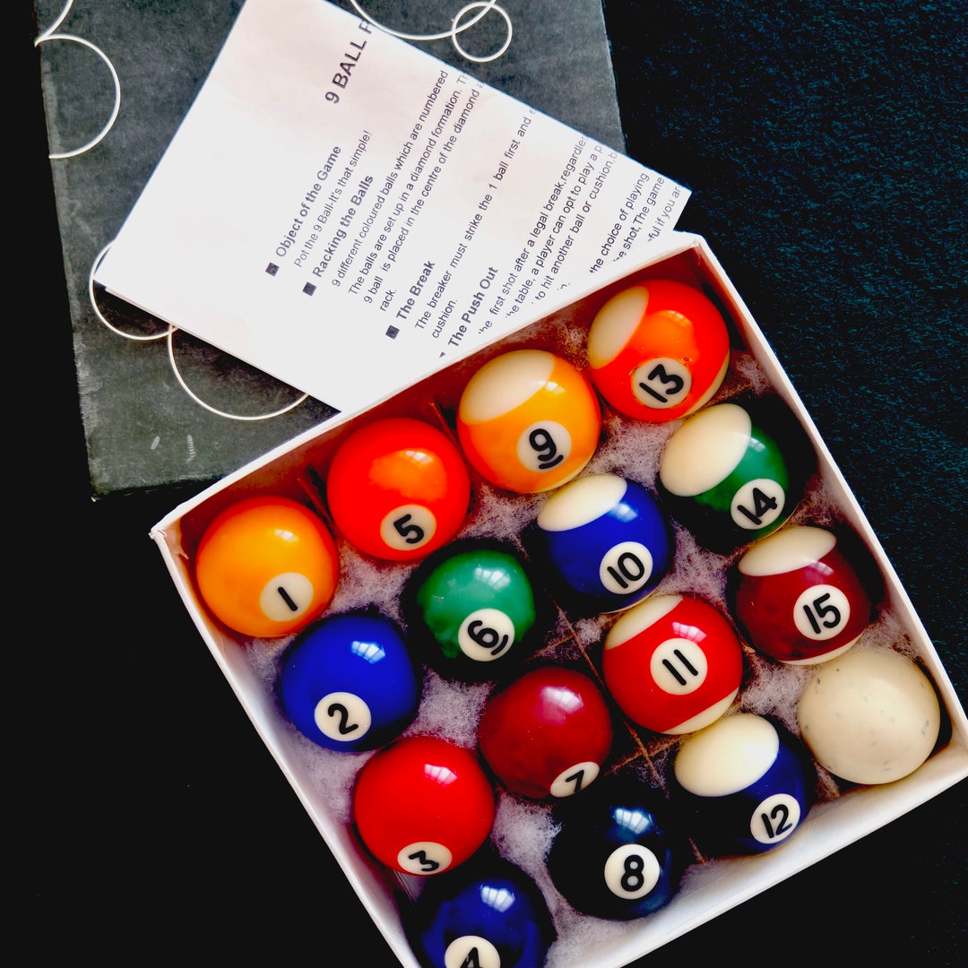 Mini Pool Ball Set Vintage Games Original Box 9 Ball Rule Sheet - Etsy