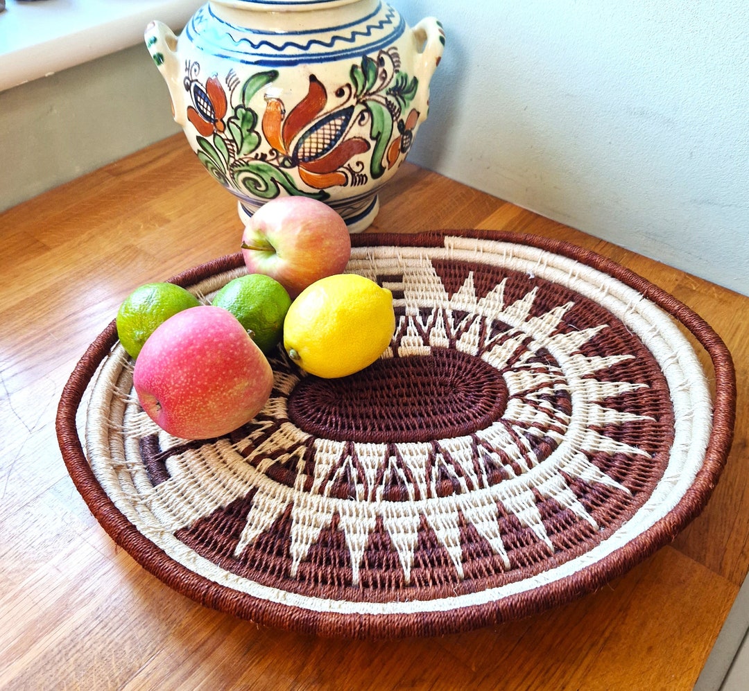 Coiled Hemp Basket Shallow Trust Me Legend Handled Bread Fruit - Etsy