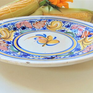 Tin Glaze Chippy Faience Majolica Plate Vintage Hand Decorated Ceramics ...