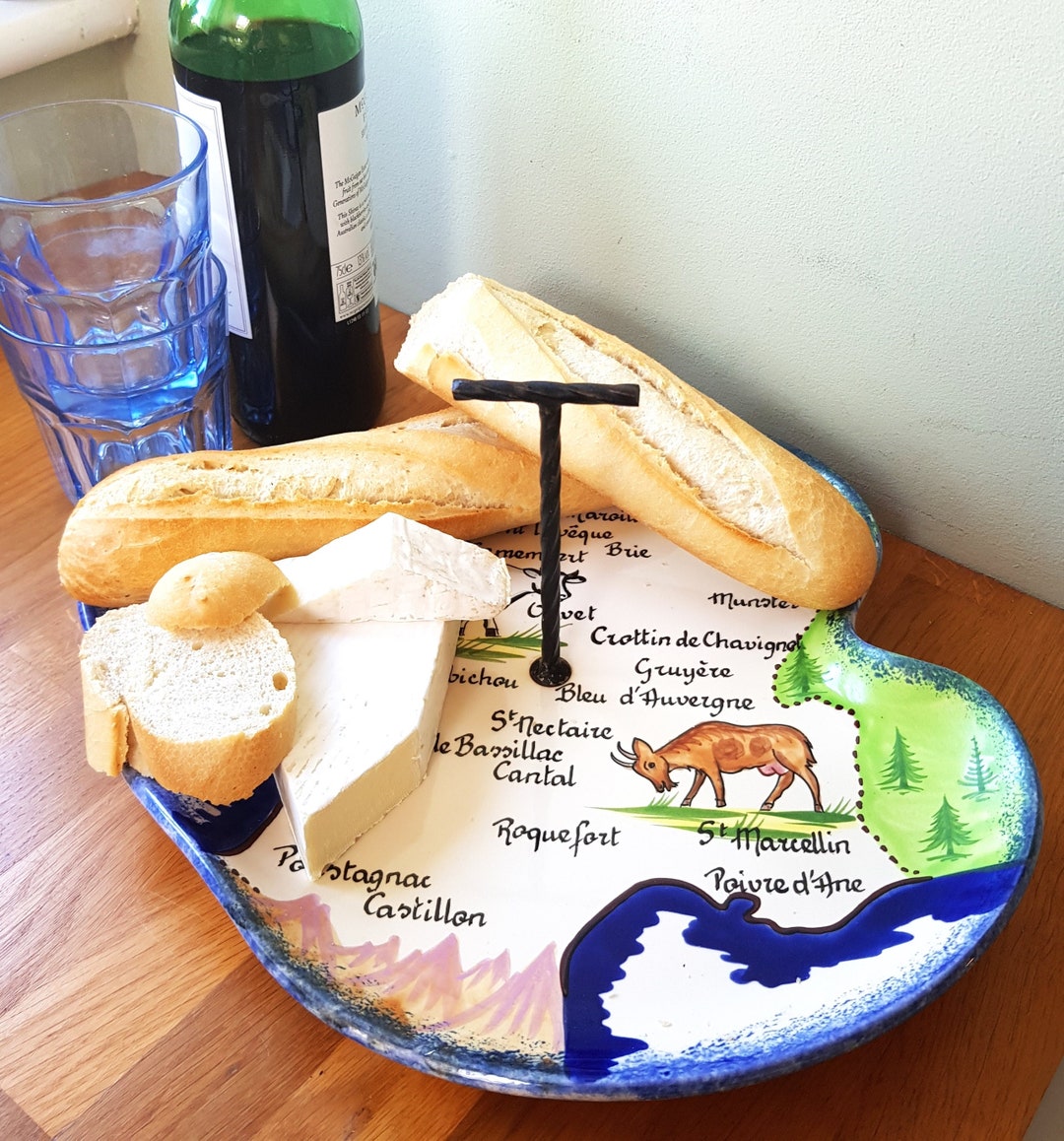 French Faience Pottery Cheese Platter Hand Painted Regions of France ...