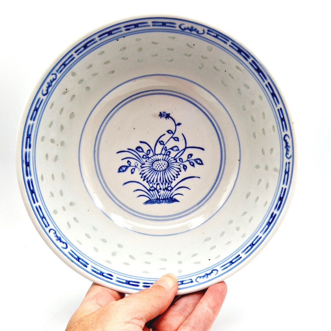 Chinese Rice Grain Translucent Porcelain Large 7.75 Bowl - Etsy