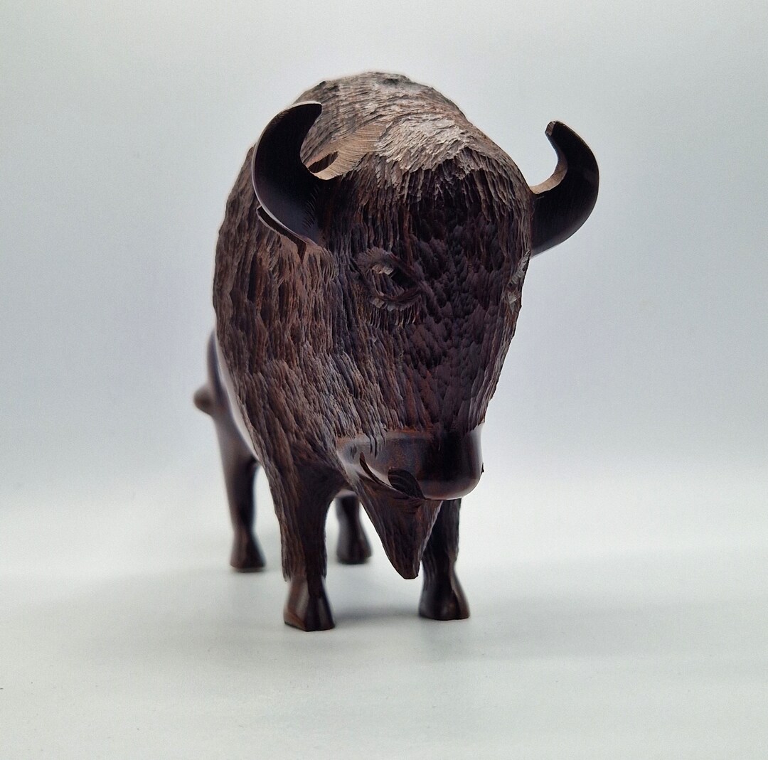 Bison Figurine Hand Carved Single Heavy Wood Home Décor Figure - Etsy