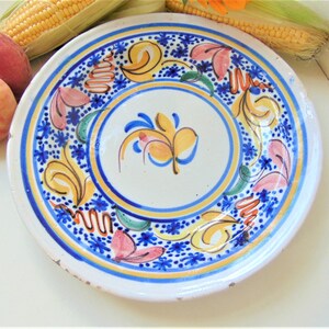 Tin Glaze Chippy Faience Majolica Plate Vintage Hand Decorated Ceramics ...
