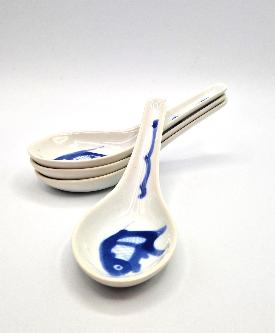 Koi Fish Chinese Porcelain Soup Spoons Set of Four Vintage - Etsy