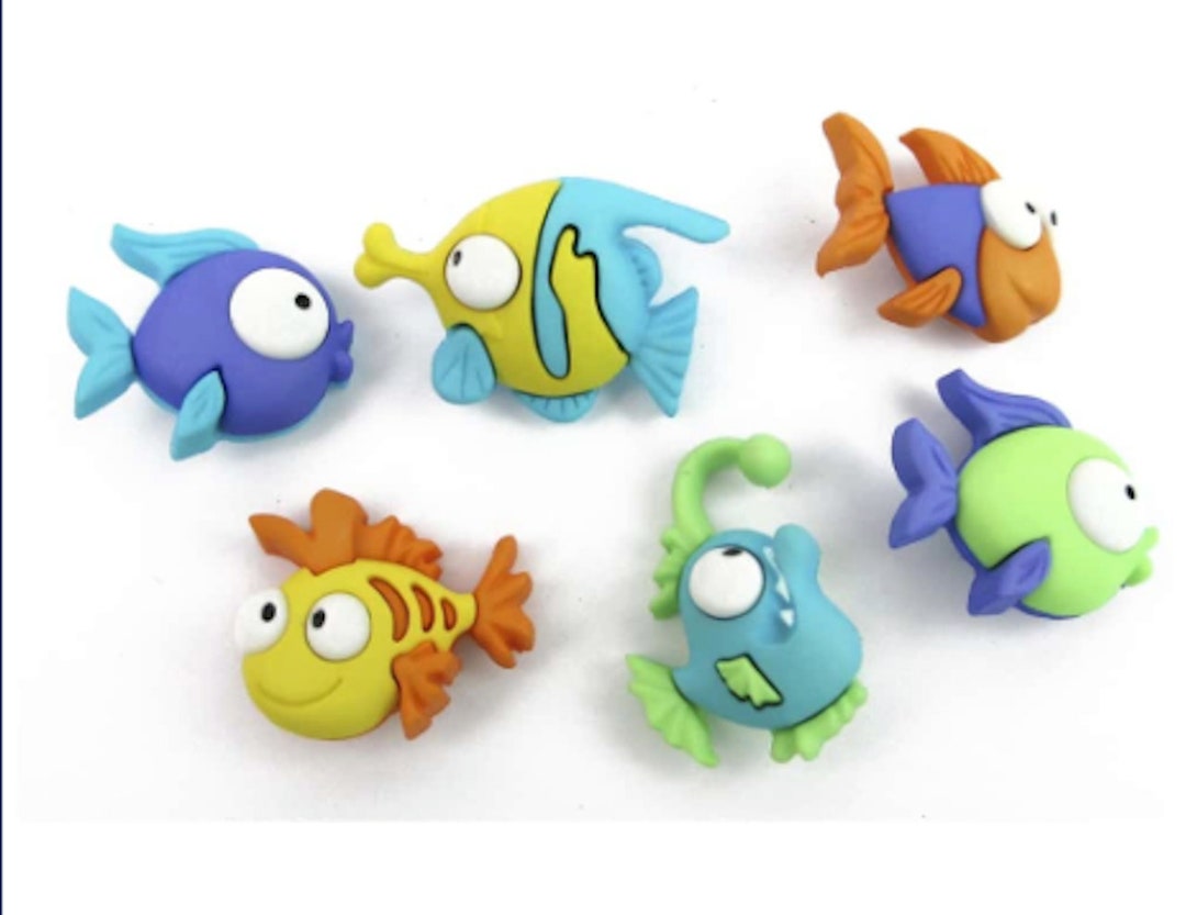 Fish Silly Big Eye Push Pins or Magnets X6, Cubicle Dorn Decor, Cork ...