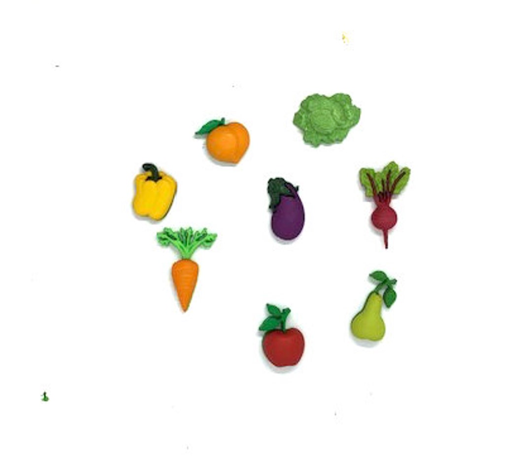 Fruit and Vegetable Food Push Pins, Magnets or Shoe Charms, Cubicle ...