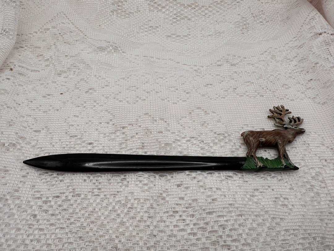 Vintage Wood Carved Letter Opener, Vintage Office Supplies, Vintage ...