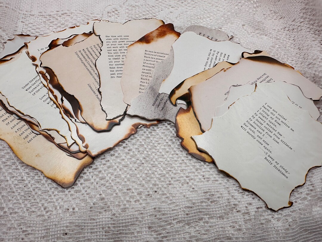 Card Stock Poem Ephemera, Journaling Cards, Double Sided, Black and ...