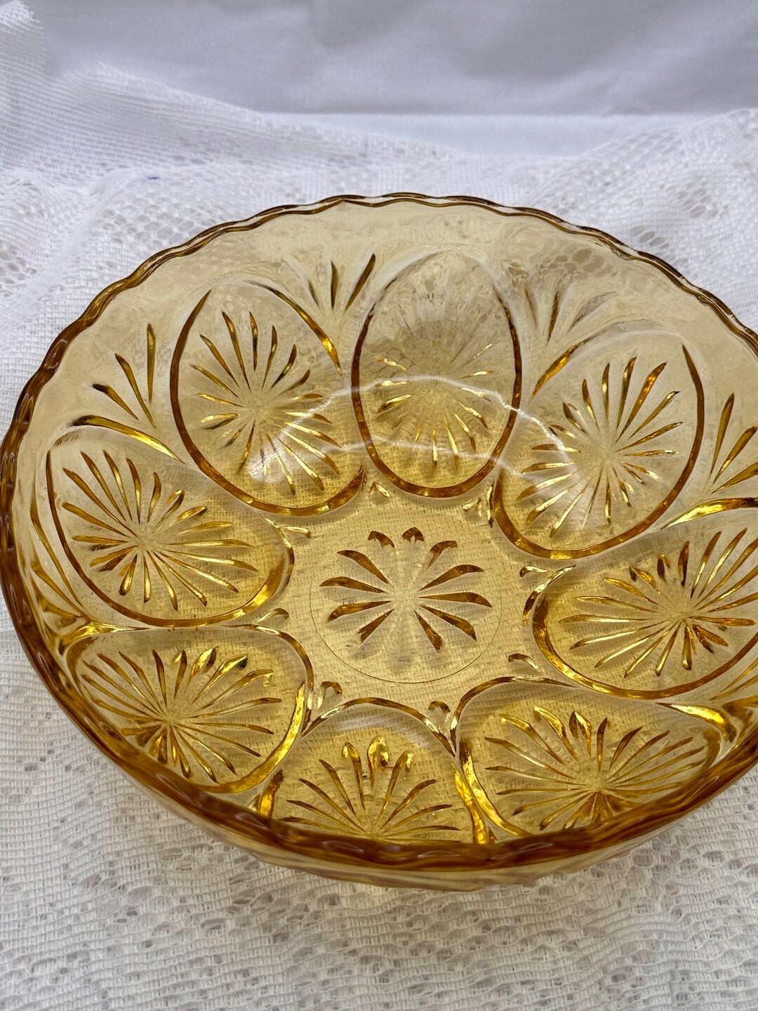 Yellow Bowl Depression Glass Serving Bowl, Uranium Depression Glass ...