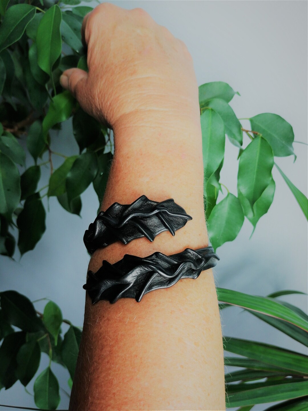 Leather Arm Snake With a Copper Core Made of Black Nappa Leather Two ...