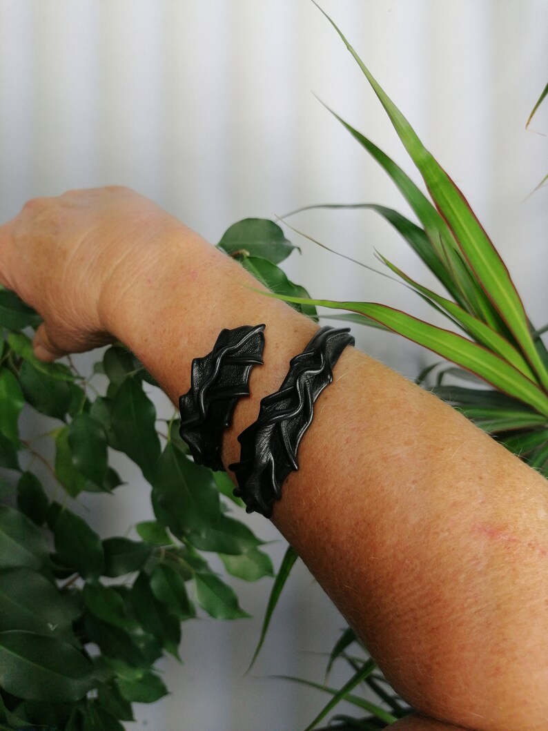 Leather Arm Snake With a Copper Core Made of Black Nappa Leather Two ...