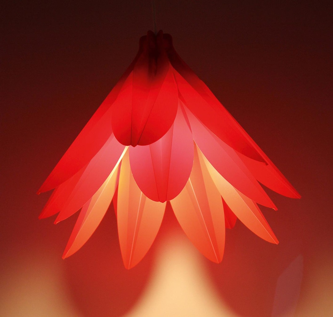 Lotus Flower Light Shade, Red Lampshade, Modern Pendant Lighting, Made ...
