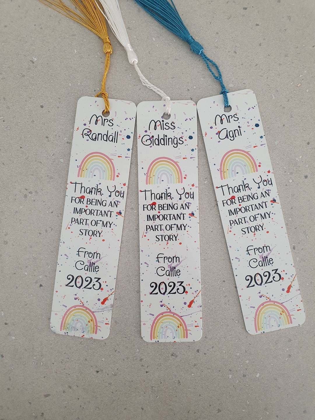 Personalised Metal Bookmark Teacher Gift Rainbow Design - Etsy