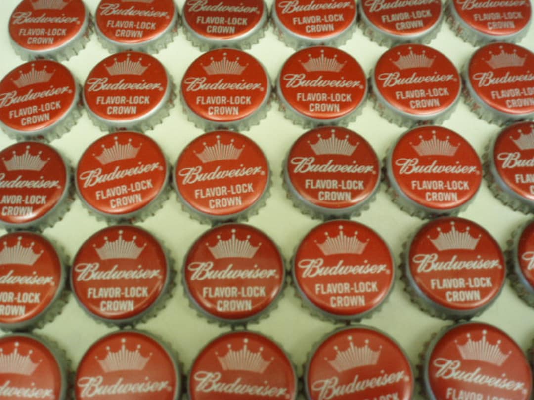 100 Pcs Budweiser Bud Red Flavor Lock Beer Bottle Caps No Dents Free ...