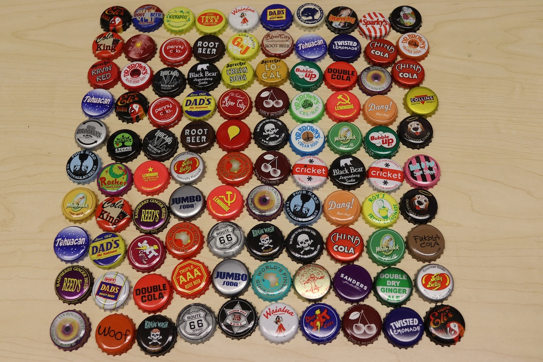 100 Pcs Soda Pop Bottle Caps Rainbow Colors No Dents Project Ready Fast ...