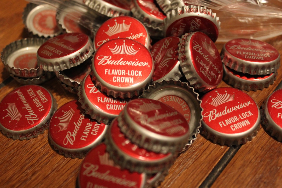 500 Pcs Budweiser Bud Red Beer Bottle Caps Flavor Lock No Dents Project ...