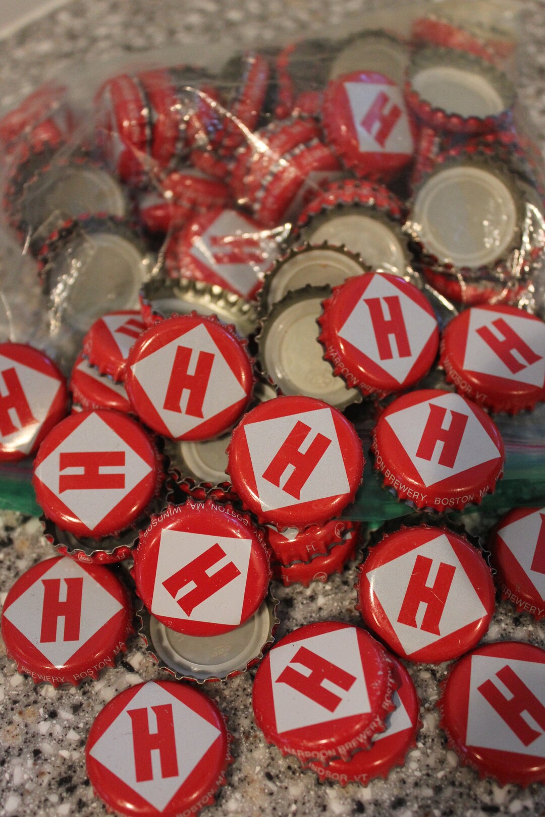 Buy One Get One FREE! 100 Pc Lot Harpoon Beer Bottle Caps H Red & White ...