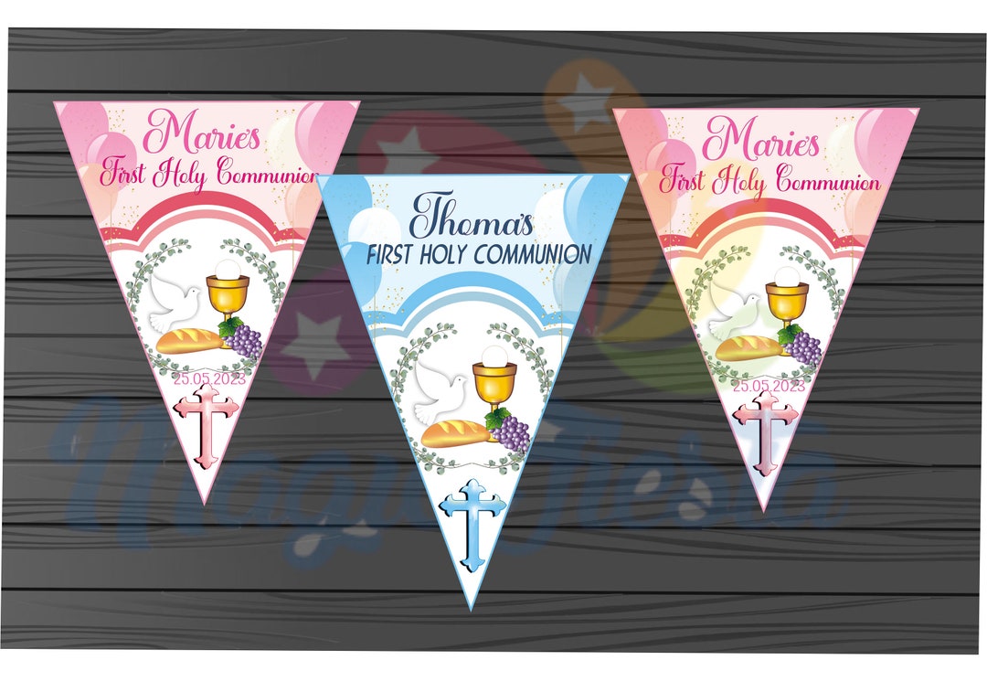 Personalised First Holy Communion Party Bunting /banner / Birthday ...
