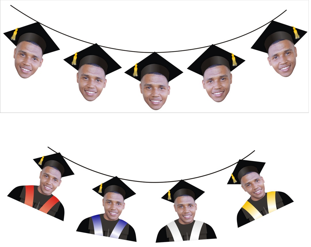 Face Grad Bunting Banners , Hanging Graduation Theme Party Decorations ...