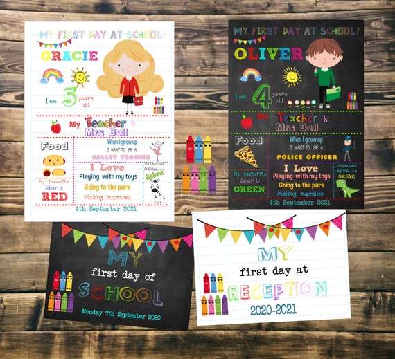 PERSONALISED First Day of School/ Reception/ Nursery Print A4 - Etsy UK
