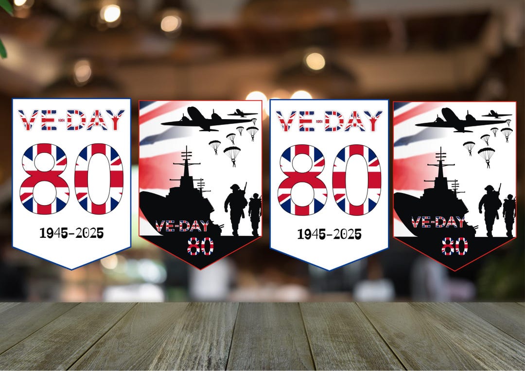 D-day Bunting 80 Years Commemorative Celebration Union Jack and Flags ...